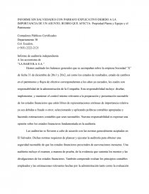 pueblo Guau Trascendencia informe auditoria salvedades nuestra Agencia de viajes Soldado